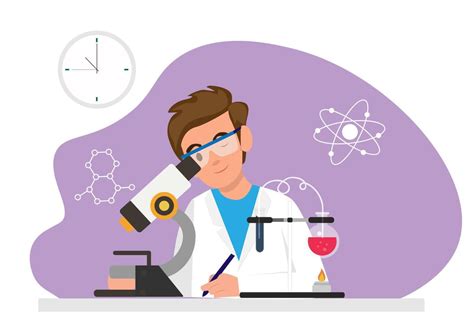A Scientist Working In A Lab Male Character Doing A Microscope