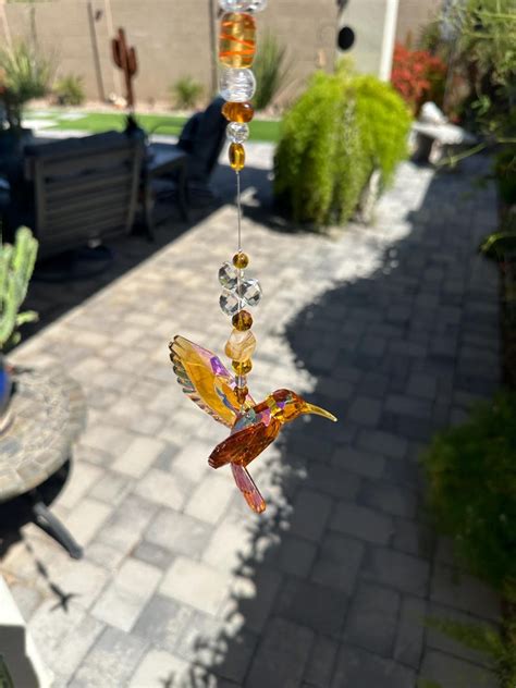 Hummingbird Suncatcher Boho Sun Catcher Prism Crystals Garden