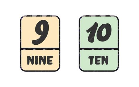 Premium Vector Numbers 9 And 10 Nine Ten With Words Colored Flashcard