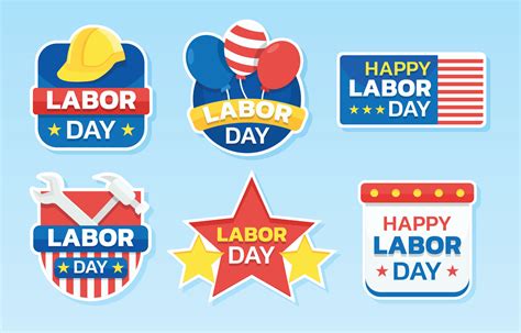 Happy Labor Day Sticker Pack Collection 4651185 Vector Art At Vecteezy