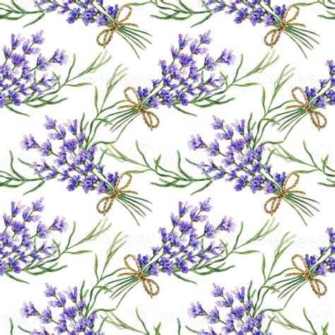 Lavender Bouquet Seamless Pattern Hand Drawn Watercolor Illustration