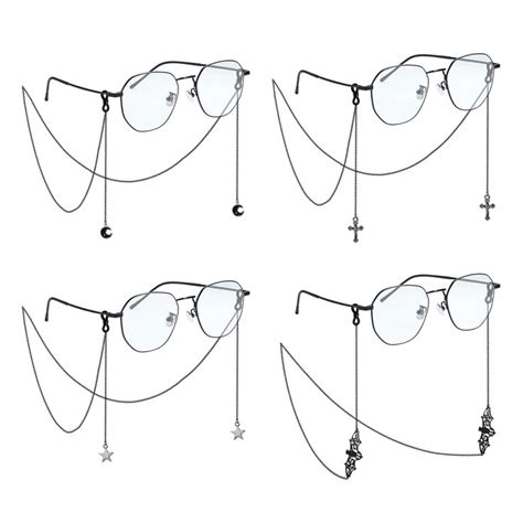 Sailimue 4 Pcs Goth Glasses Chain For Women Men Sunglass Eyeglass Chains Black Bat Eyeglasses