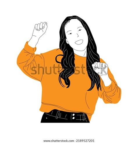 Hand Draw Girls Happy Smiling Stock Vector Royalty Free 2189527201