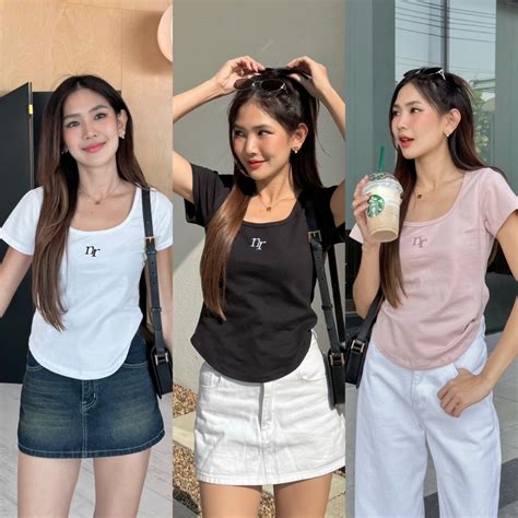 Nicharisshop เสื้อยืดคอยู รุ่น Tiny Basic Tee มี 5 สี Shopee Thailand