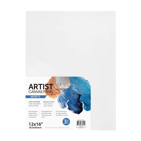 Artist Canvas Panel 100 Cotton Acid Free White Canvas 12x16 3