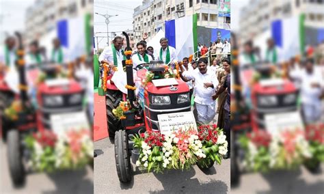 Ysr Yantra Seva Pathakam 3 800 Tractors Distributed To Farmers In Guntur