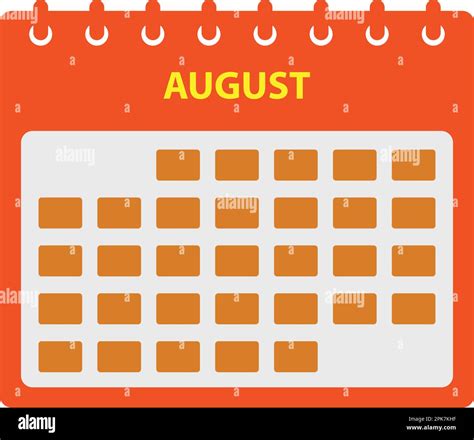August Calendar Icon Set Flat Style Vector Eps Stock Vector Image
