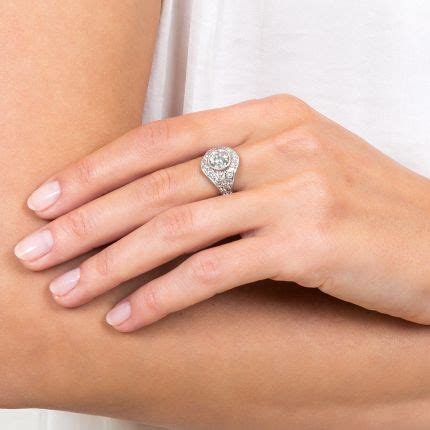 Art Deco 161 Carat Diamond Engagement Ring Gia J Si1