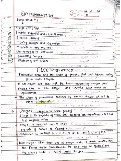 Electrostatic Physics Notes Pdf