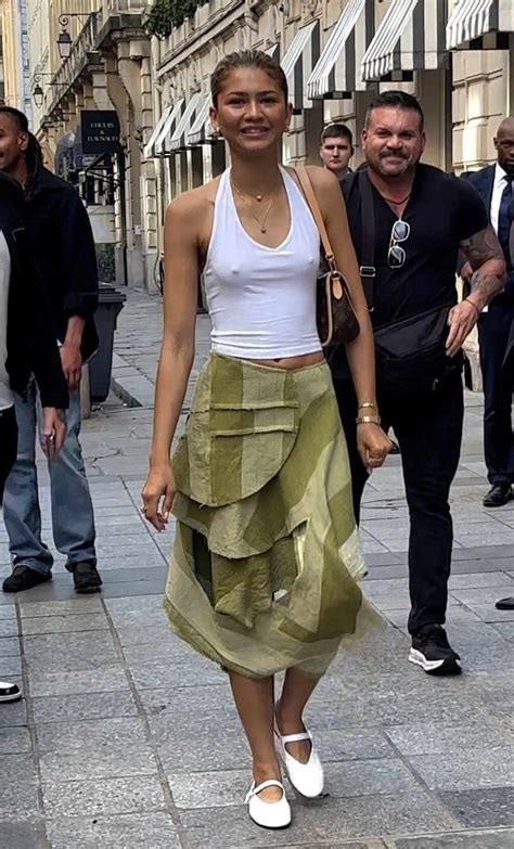 Zendaya Went Braless In A Halter Top At The Paris Olympics