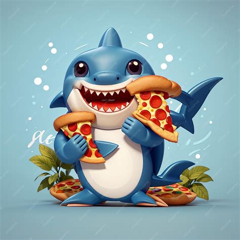 Premium Photo Cute Shark Eating Pizza Cartoon Vector Icon