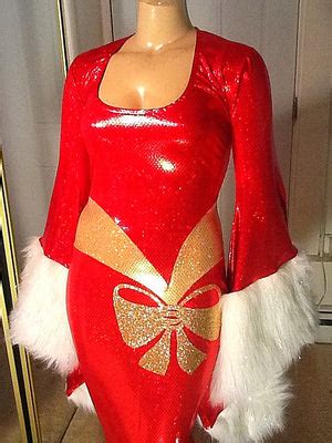 Red Holiday Fur Trimmed Sparkle Stretch Dress Morgan Wells Drag Closet