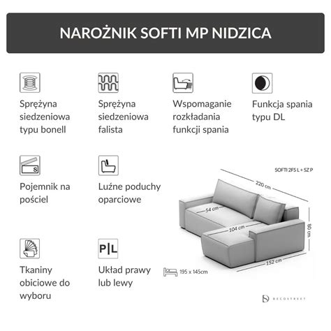 Narożnik Rozkładany Softi 220 Cm Mp Nidzica Z Ekspozycji Outlet