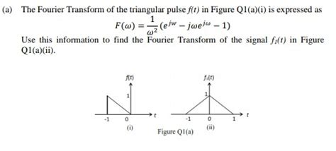 Solved A The Fourier Transform Of The Triangular Pulse Ft Chegg