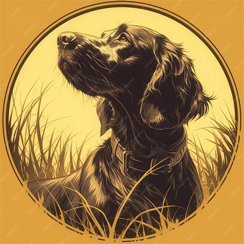 Cocker Spaniel Anglais à La Chasse Dans Les Champs Vecteur Premium