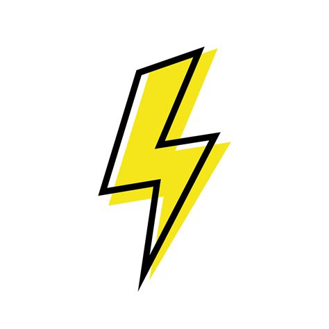 Lightning Bolt Icon Vector With Black Outline Thunderbolt Charge Sign