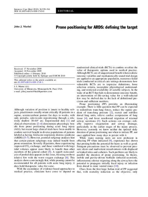 Pdf Prone Positioning For Ards Defining The Target