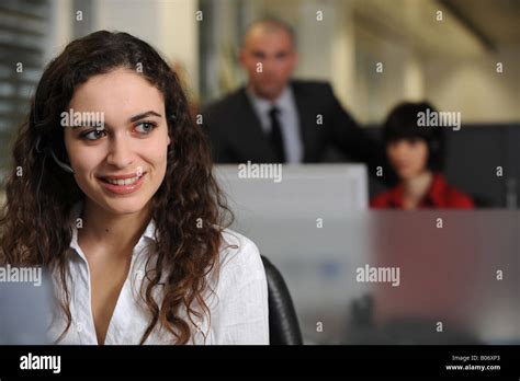Woman In A Call Center Stock Photo Alamy