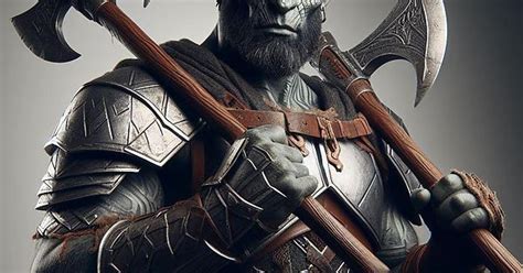 Melroth Half Orc Rune Knight Fighter Dual Wields Battle Axes Album