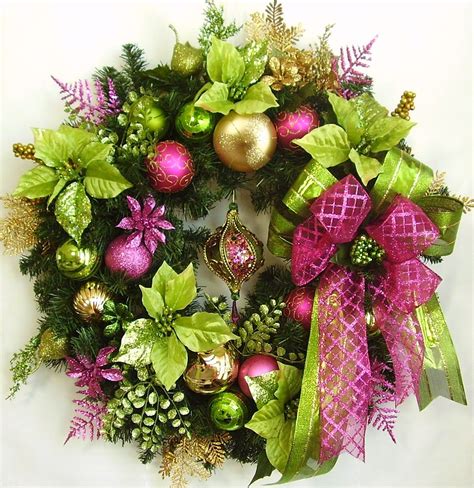 Christmas Greenpink Wreath Christmas Wreaths Pink Christmas Wreath