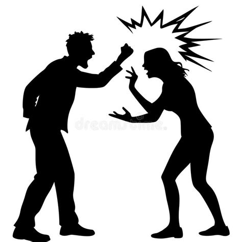 Vector Silhouette Illustration Of Couple Arguing Ideal For Relationship