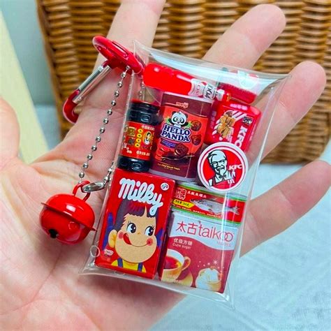 Mini Food Assorted Bag Keychain Sweets Food Miniature Cusina