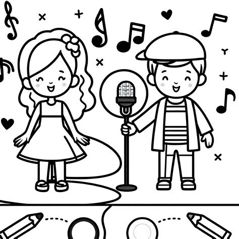 Singer Coloring Page Simple Free