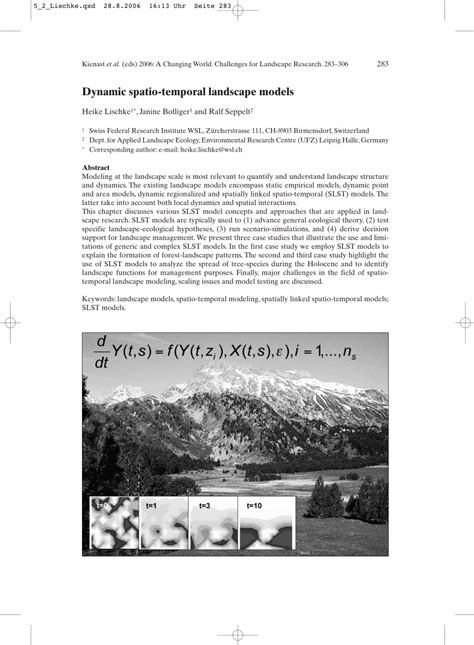 Pdf Dynamic Spatio Temporal Landscape Models