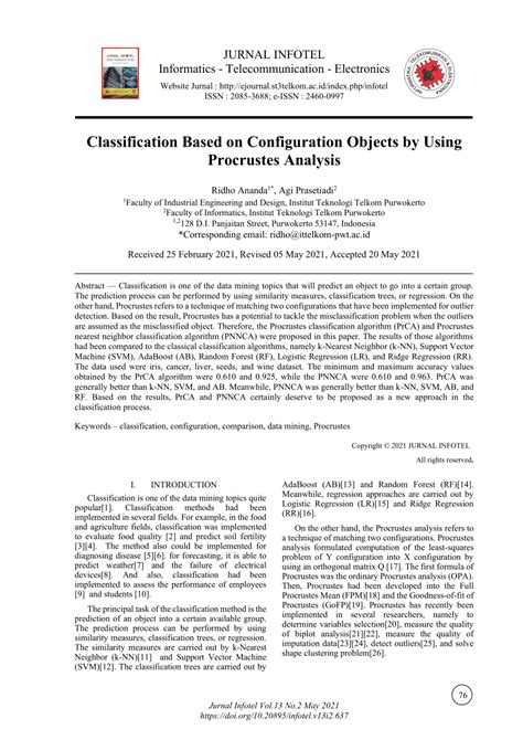 Pdf Classification Based On Configuration Objects By Using Procrustes Analysis