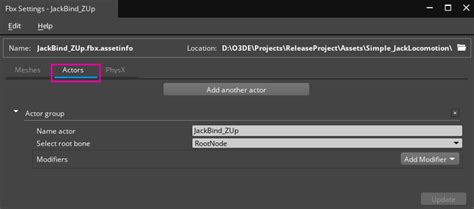 Customize Actor Asset Processing Open 3d Engine