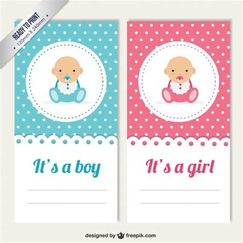 Tarjetas De Género Del Bebé Vector Gratis