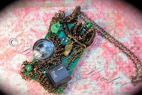 One End Circuit Board Working Compass Upcycled Repurposed Etsy