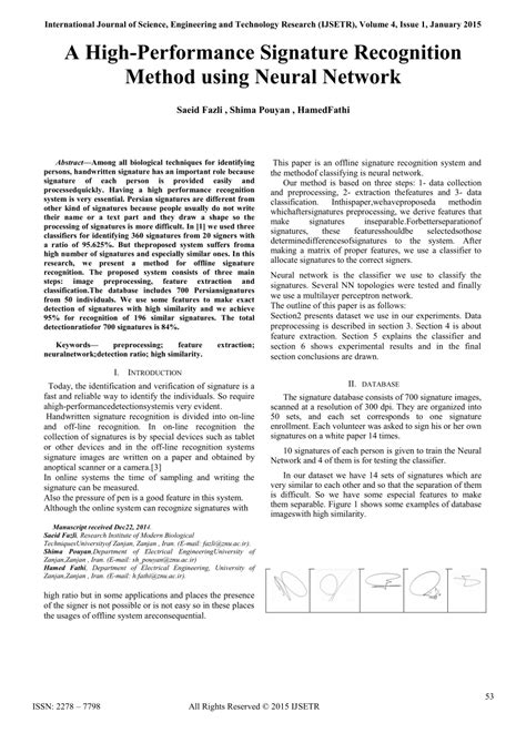 PDF A High Performance Signature Recognition Method Using Neural Network