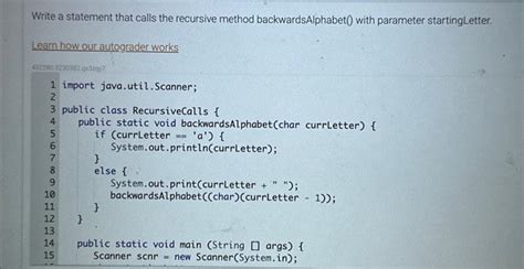 Write A Statement That Calls The Recursive Method
