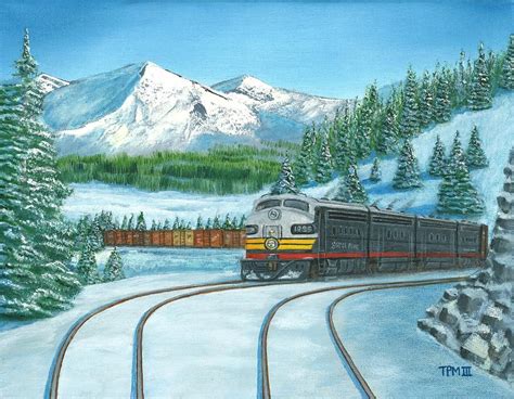 Southern Pacific Black Widow In Winter Painting By Tom Mulqueen Fine