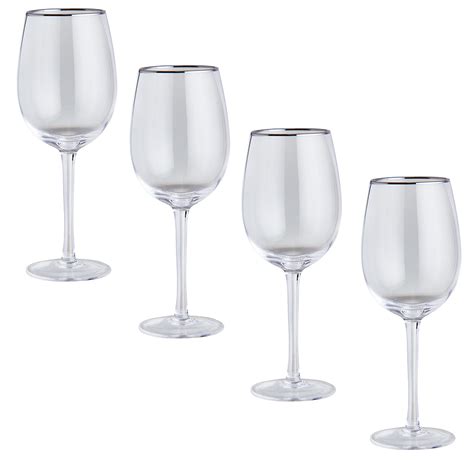 Wilko Silver Rim Wine Glasses 4 Pack Wilko Wilko Silver Rim Wine Glasses 4 Pack Wilko