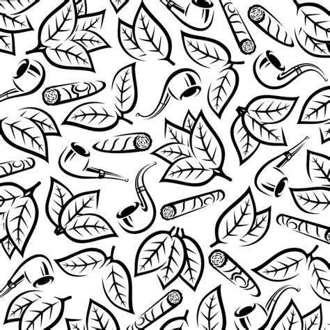 Premium Vector Tobacco Leaf Background Pattern Set Collection Icon