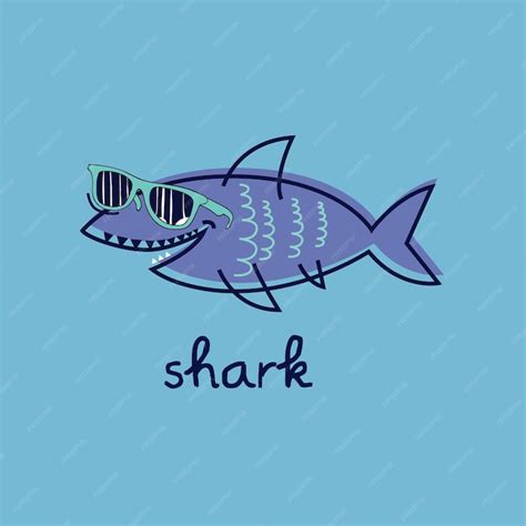 Premium Vector Shark Flat Style Vector Art Illustration Isolated On Sky Blue Background