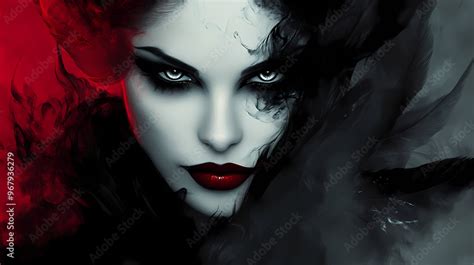 Poster Fashion Portrait Of Gothic Vampire Queen With Beautiful Dark