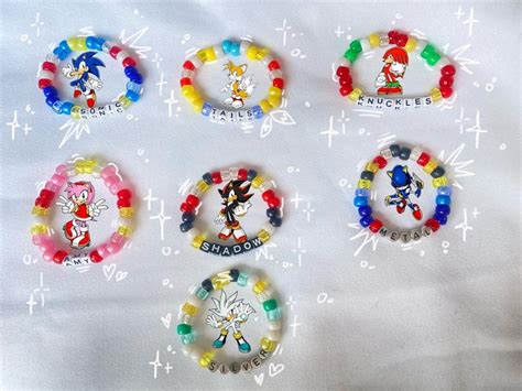 Sonic The Hedgehog Inspired Kandi Bracelets Beaded Matching Bff Jewelry Etsy
