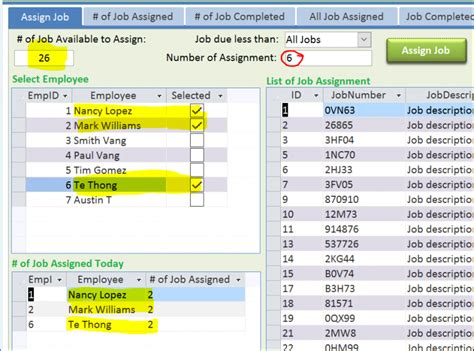Job Assignment Sample Database