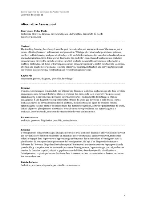 Pdf Alternative Assessment