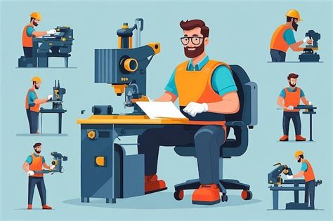Flat Style Vector Assembler Character Illustration Premium Ai