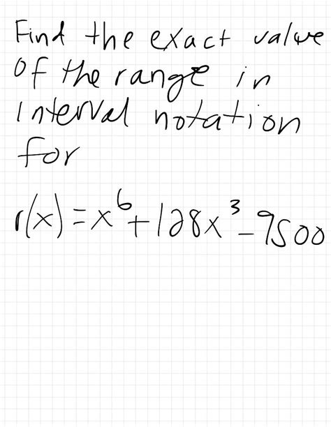Solved Find The Exact Value Of The Range In Interval Chegg