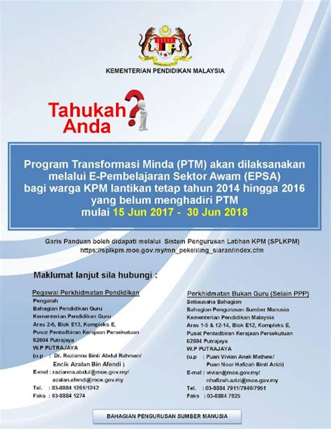 Program Transformasi Minda Ptm Melalui E Pembelajaran Epsa Pendidik2u