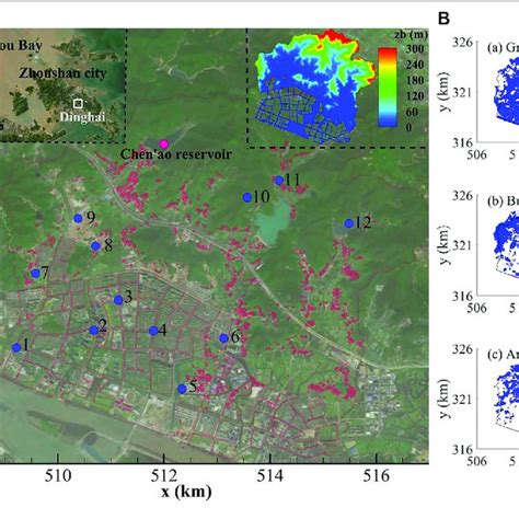 A Study Area Topography And Selected Points B Vegetation Types