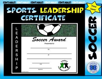 Soccer Certificate Leadership Editable By Diazi Blue Learning