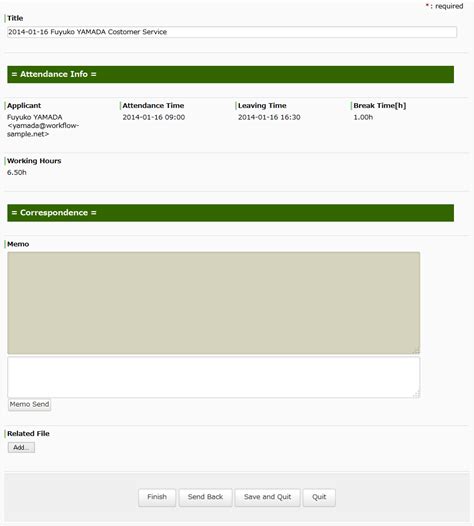 Workflow Sample Attendance Time And Leaving Time In Workflow