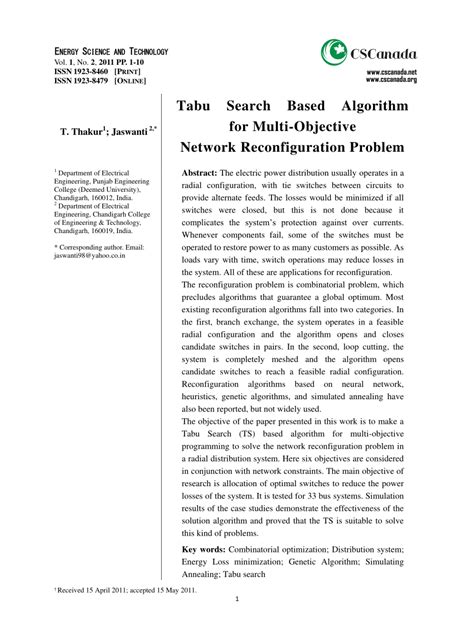 Pdf Tabu Search Based Algorithm For Multi Objective Network