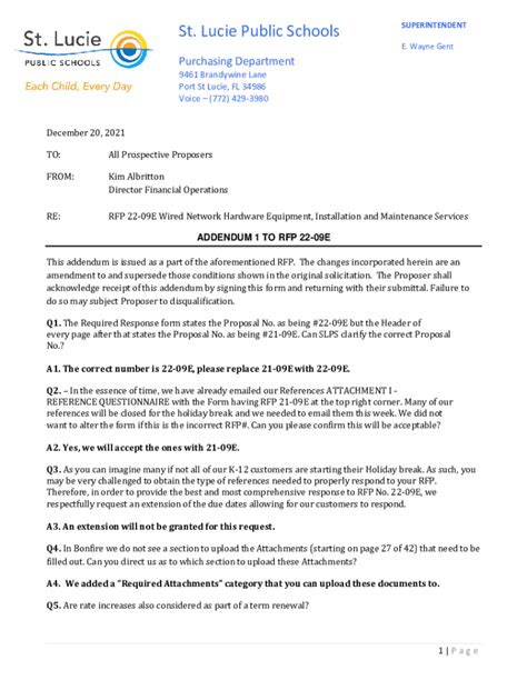 Fillable Online Rfp 22 09e Addendum 1 Pdf Fax Email Print Pdffiller